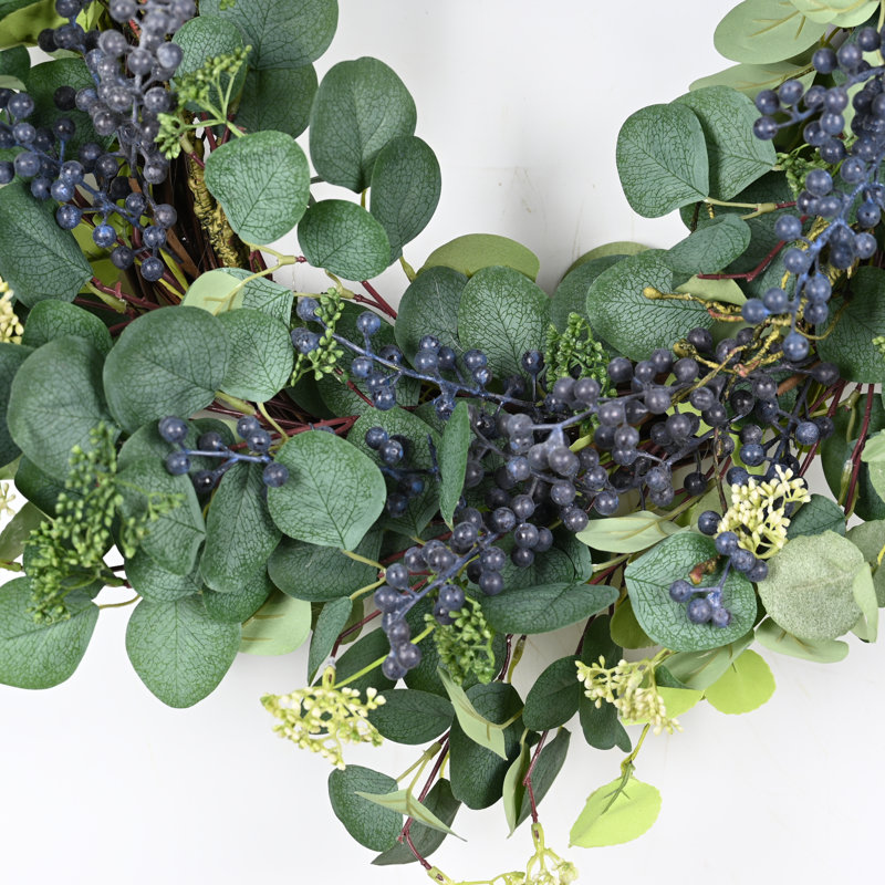 Primrue 24" Spring Eucalyptus Berry Front Door Wreath & Reviews | Wayfair